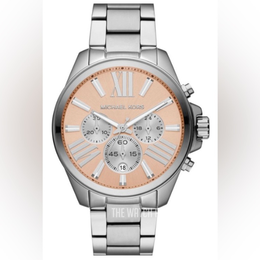 Michael Kors Wren Chronograph Rose Dial Stainless Ste… - Gem